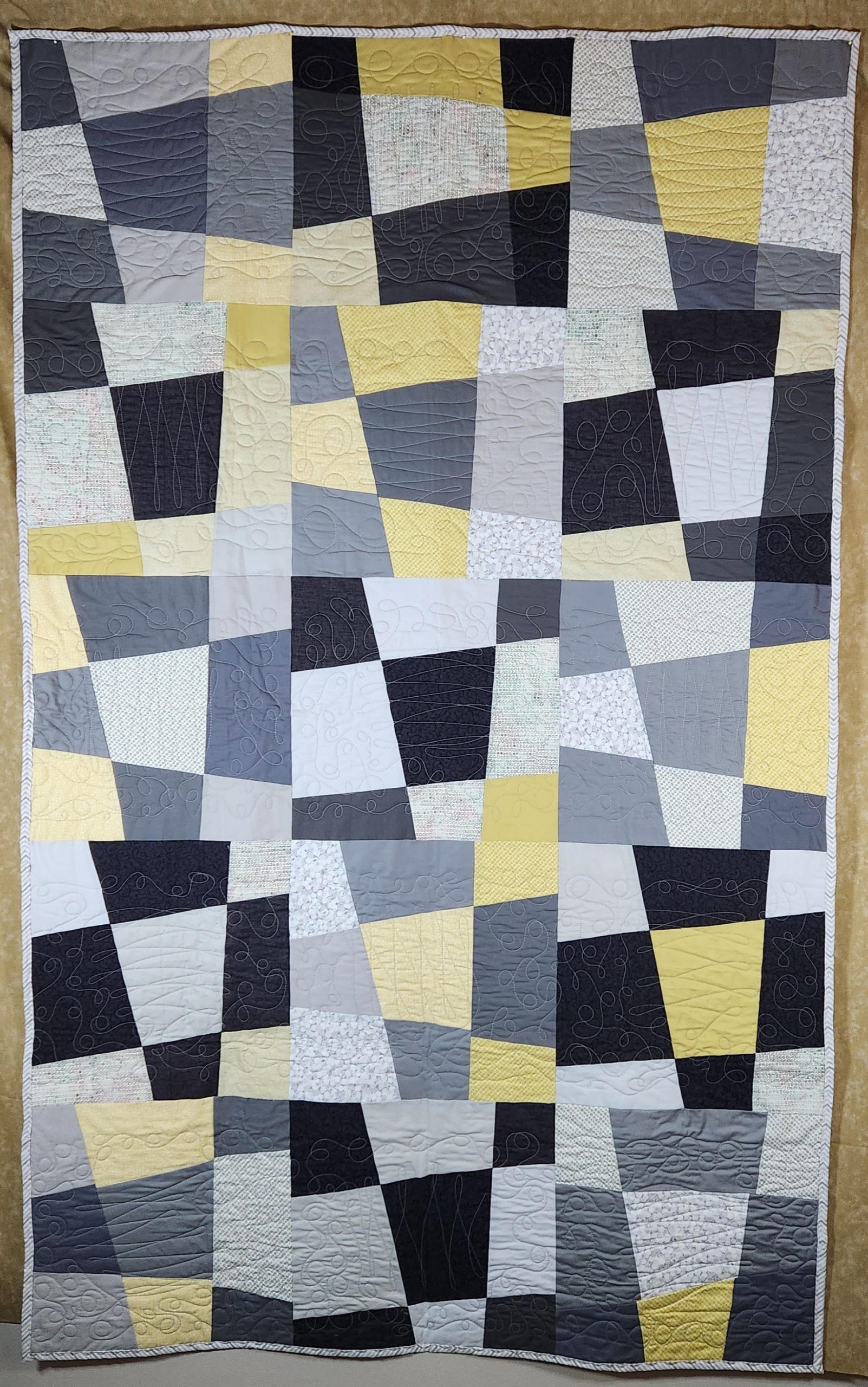 Utility Quilt #23-08 - Gray, Yellow, Black - 42" x 69" - Sewing Studio ...